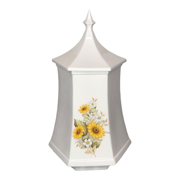 Kitchen | Vintage Sunflower Octagon Ceramic Cookie Jar Flower Sugar ...
